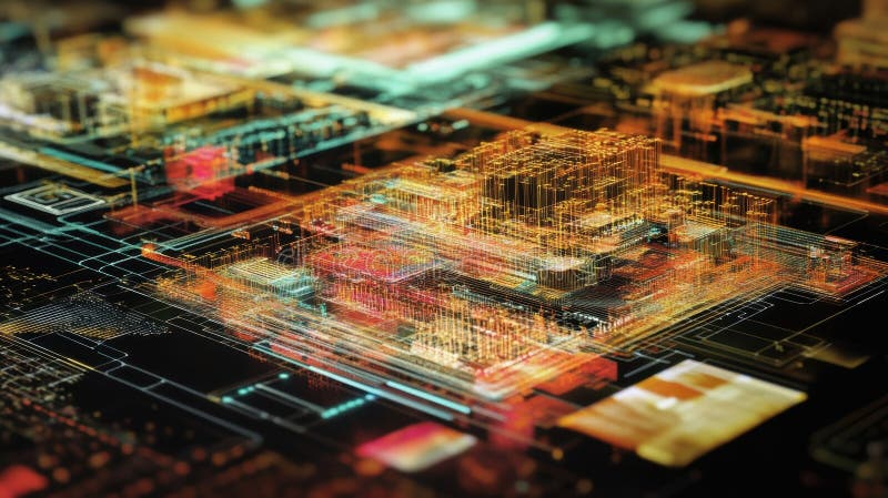 A Sharp Image Showing a Digital Workspace Filled with Abstract Representations of Datasets with ...