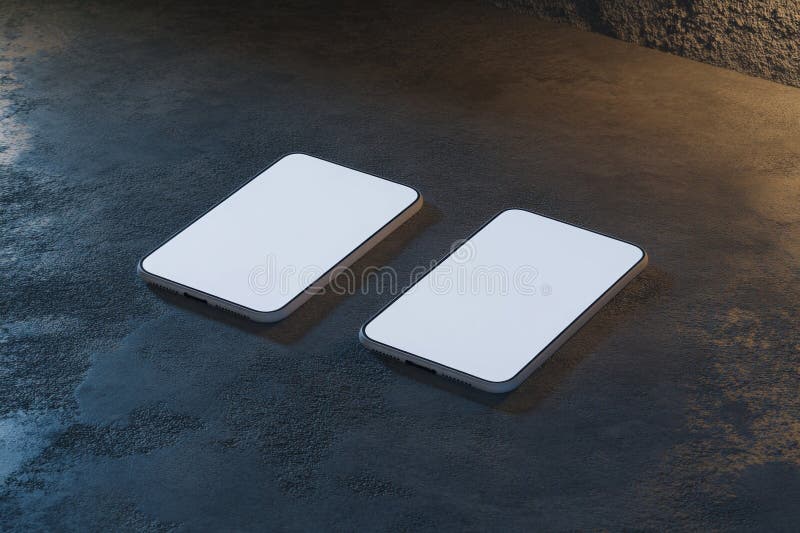 A Sharp Image of Smartphones is Presented with a Blank Screen Template ...