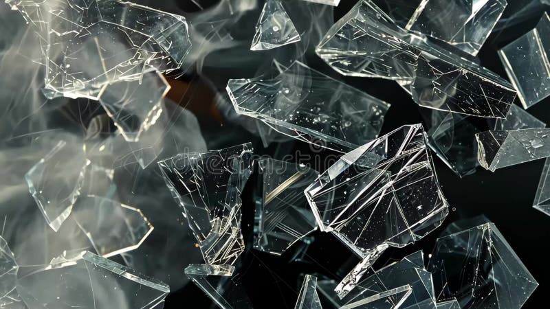 The Sharp, Jagged Edges of Shattered Glass Lie Across a Dark Surface ...