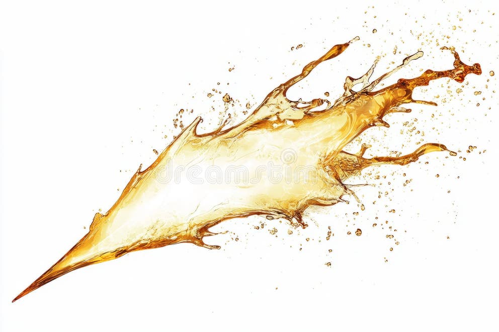 A Sharp, Jagged Oil Splash Creating a Lightning Bolt Shape, Isolated on ...