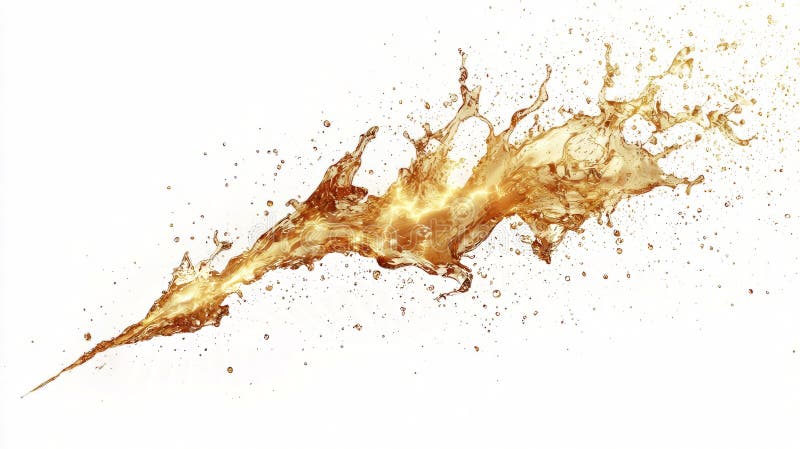 A Sharp, Jagged Oil Splash Creating a Lightning Bolt Shape, Isolated on ...