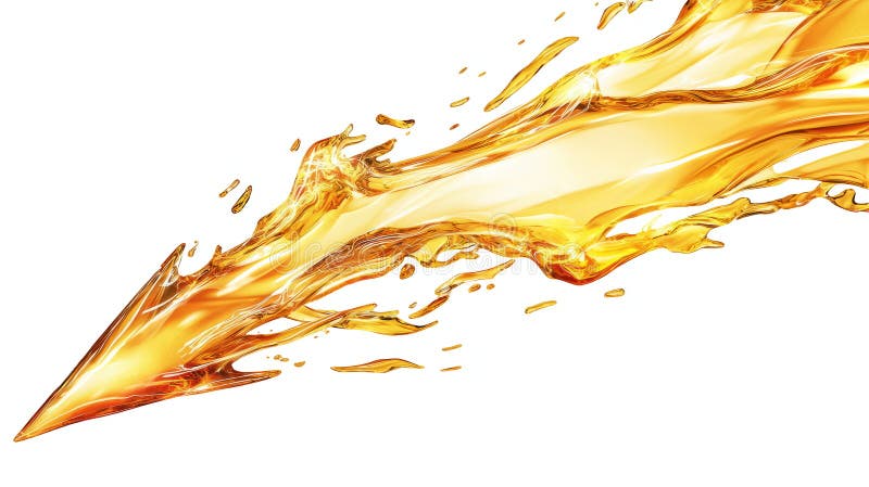 A Sharp, Jagged Oil Splash Creating a Lightning Bolt Shape, Isolated on ...