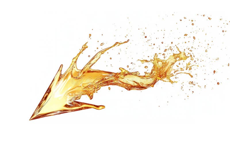 A Sharp, Jagged Oil Splash Creating a Lightning Bolt Shape, Isolated on ...