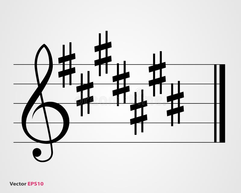 Flat, Sharp and Natural Musical Symbols with Note Stock Illustration ...
