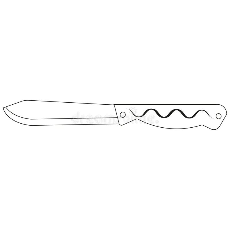 Sharp Kitchen Blade. Smooth Handle Grip. Clean Black Outline. Simple ...