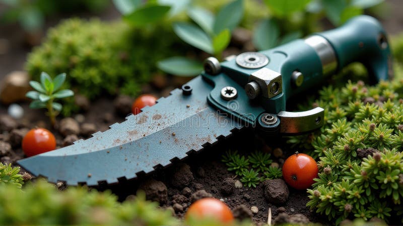 Sharp Knife in the Garden stock illustration. Illustration of knife ...