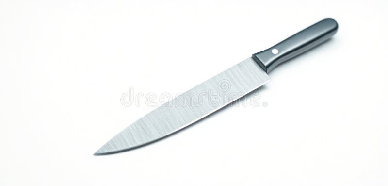 Sharp Knife Lies on Plain White Surface. Deadly Object. Crime Scene ...