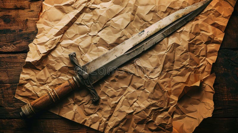 Sharp Knife Placed on Paper, Versatile Image for Various Projects Stock ...