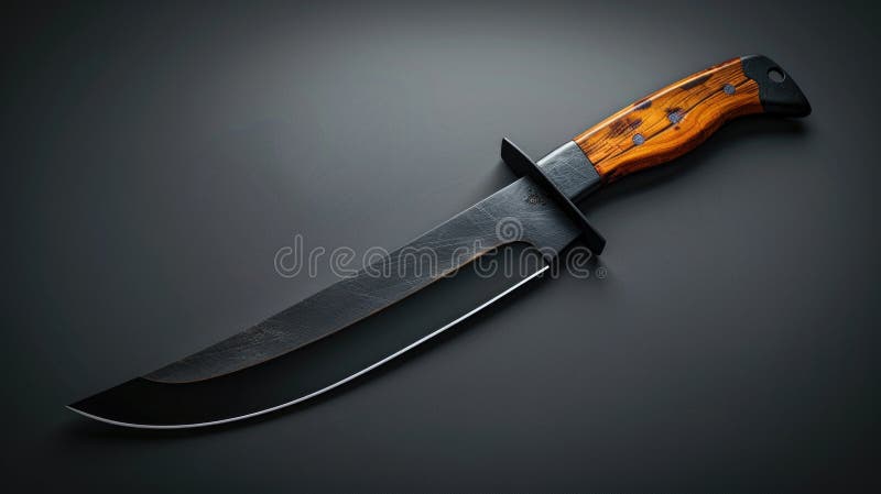 Sharp Knife with Wooden Handle on Black Background. Ideal for Kitchen ...