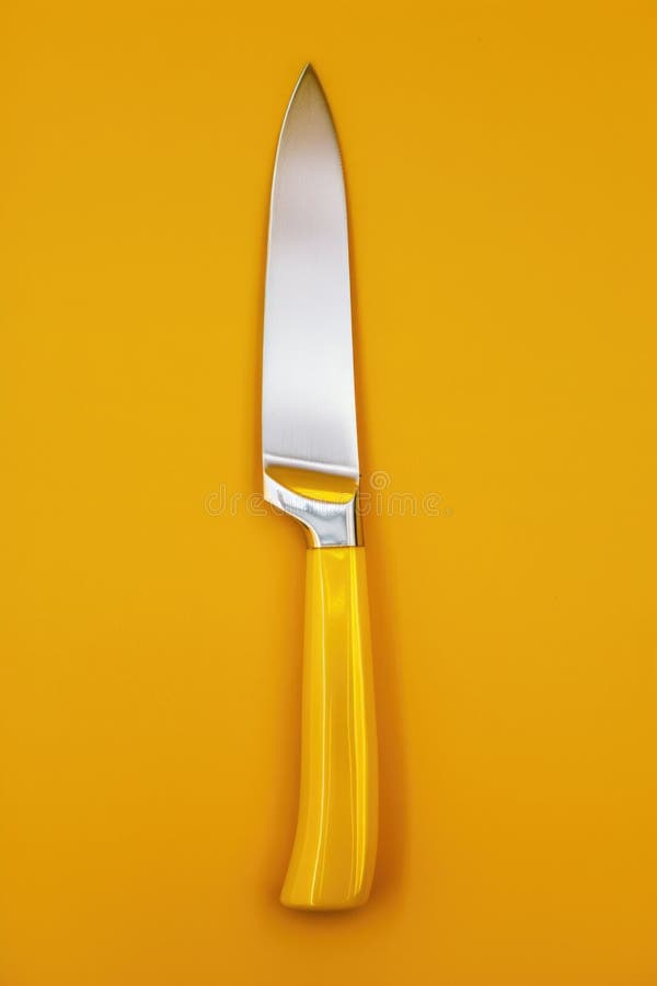 Sharp Knife with Yellow Handle, Versatile for Various Projects Stock ...