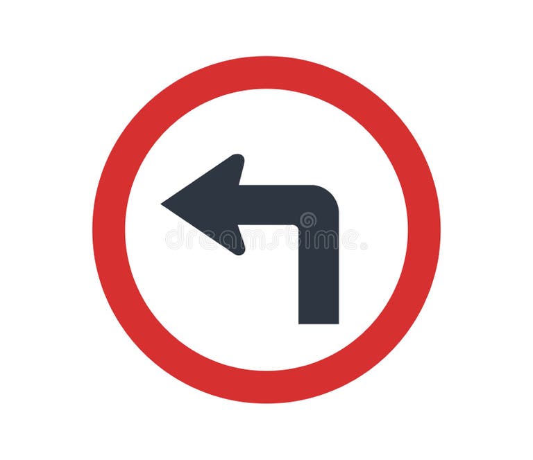 Sharp Left Turn Traffic Sign. Flat Design Stock Vector - Illustration ...