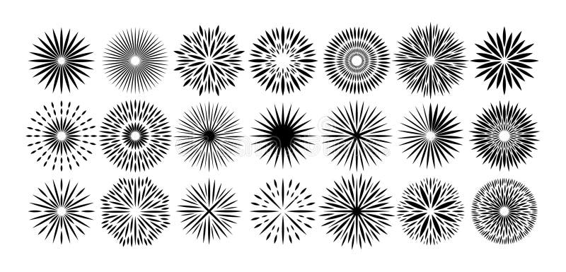 Sharp Line Abstract Sun Circle Logo Design Set Stock Vector ...