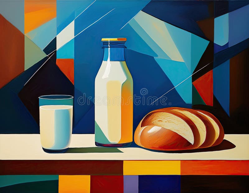 Sharp Lines and Loaf in Cubist Style Stock Illustration - Illustration ...