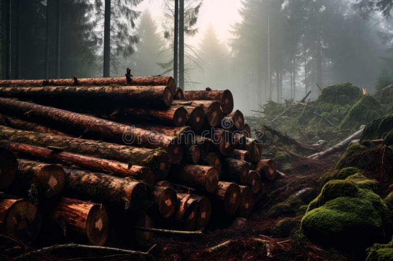 Sharp Long Forest Cutter Trees. Generate Ai Stock Image - Image of ...