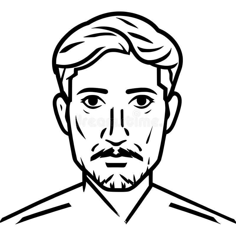 Sharp Man Icon in Simple Line Art Style Stock Illustration ...