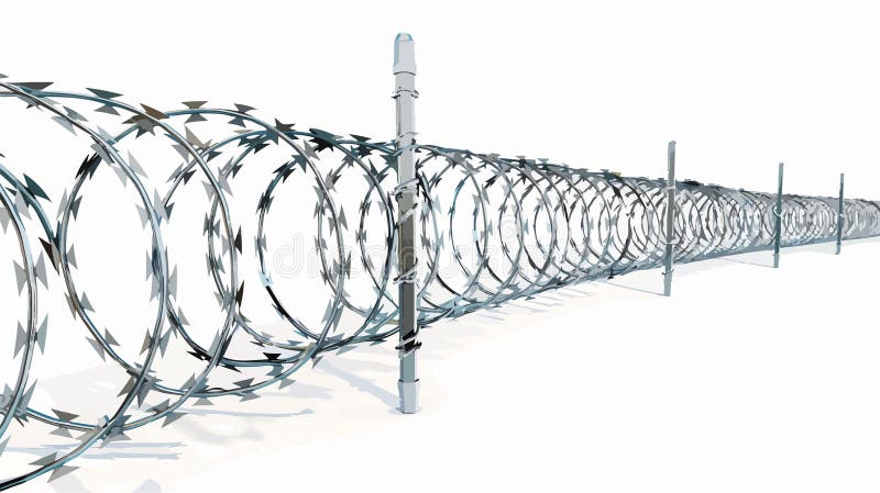 Sharp Metal Barbed Wire Illustration on White Background for Visual ...