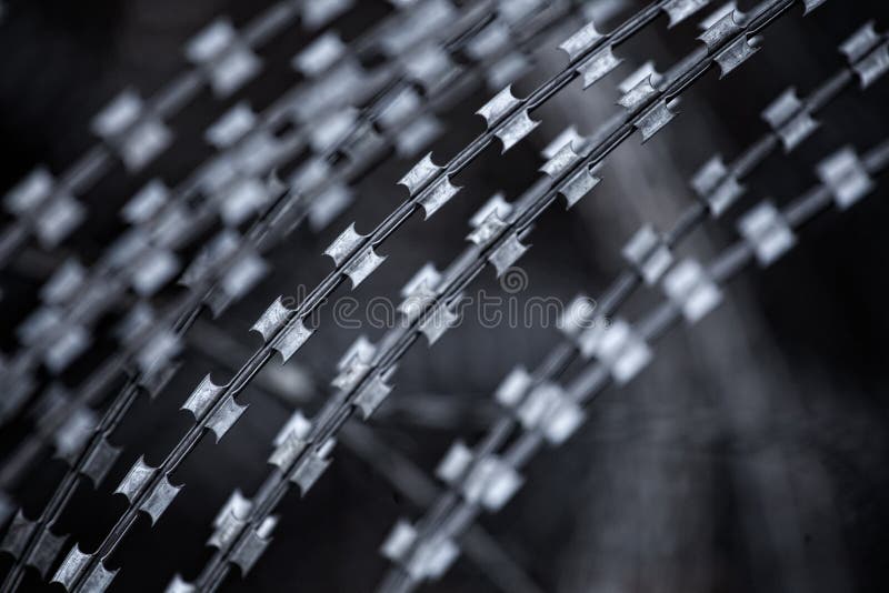 Barbed Wire in Grunge Style Process Stock Image - Image of closeup ...