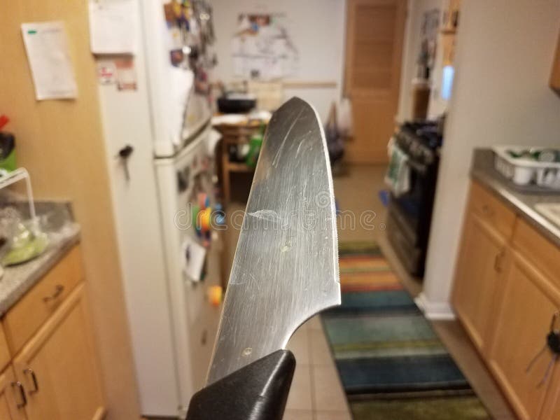 Sharp Metal Knife in Kitchen First Person Perspective Stock Image ...