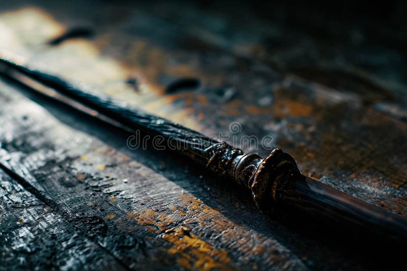 A Sharp Metal Knife Sits on a Metal Surface Next To a Brown Handle ...