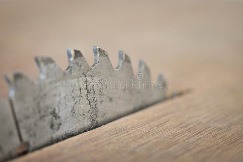 Sharp Metal Saw on Wood Plank Texture Background, Construction Machine ...