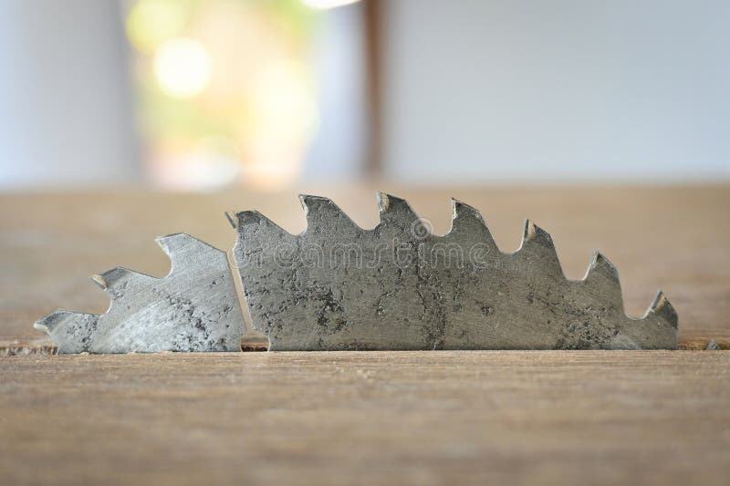 Sharp Metal Saw on Wood Plank Texture Background, Construction Machine ...