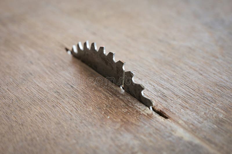 Sharp Metal Saw on Wood Plank Texture Background, Construction Machine ...