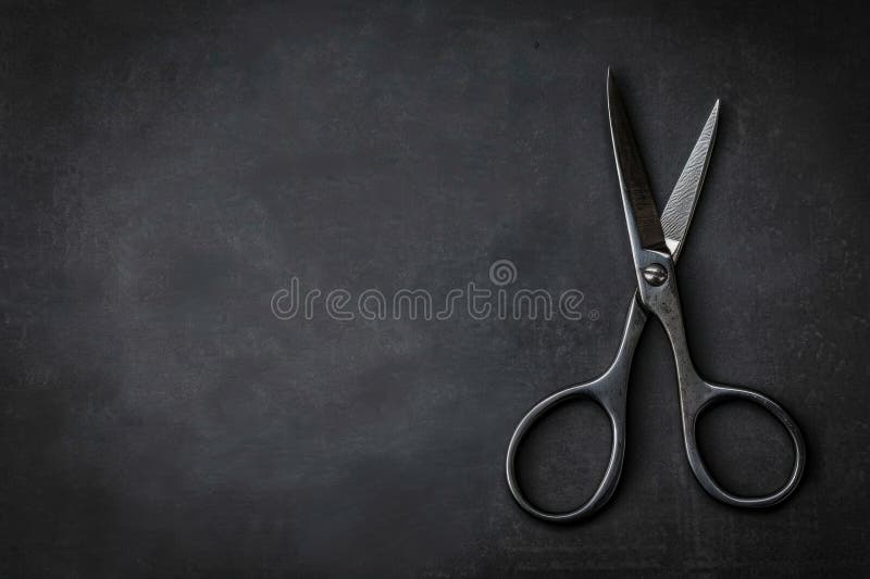 Sharp Metal Scissors on Dark Background for Craft and Office Use Stock ...