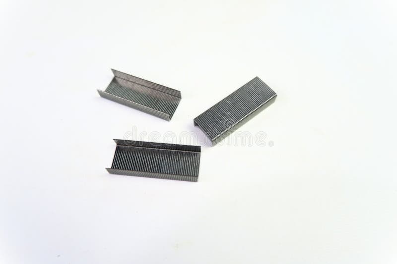 Sharp Metal Stapler Refill on White Stock Photo - Image of table, paper ...