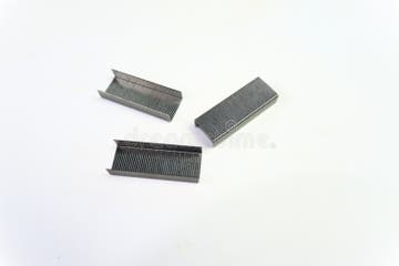 Sharp Metal Stapler Refill on White Stock Photo - Image of table, paper ...