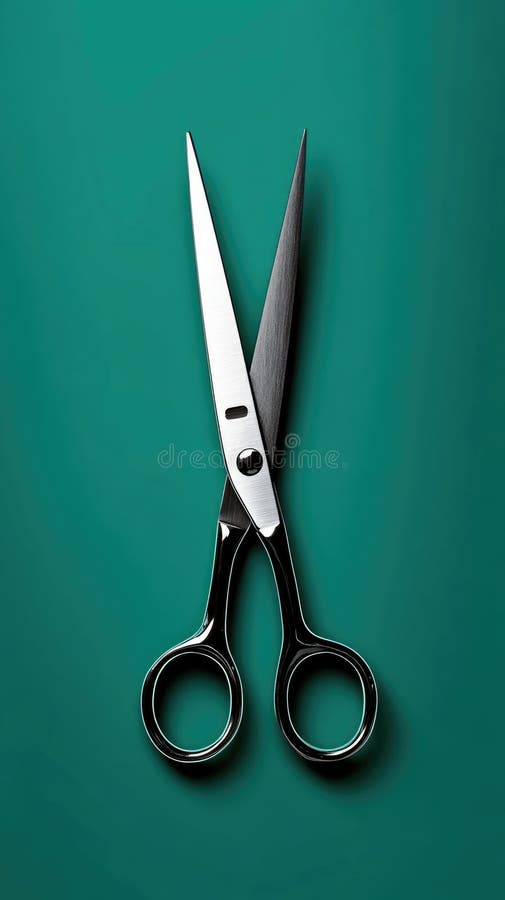 Sharp Metallic Scissors on Green Background: Precision Cutting Tool ...