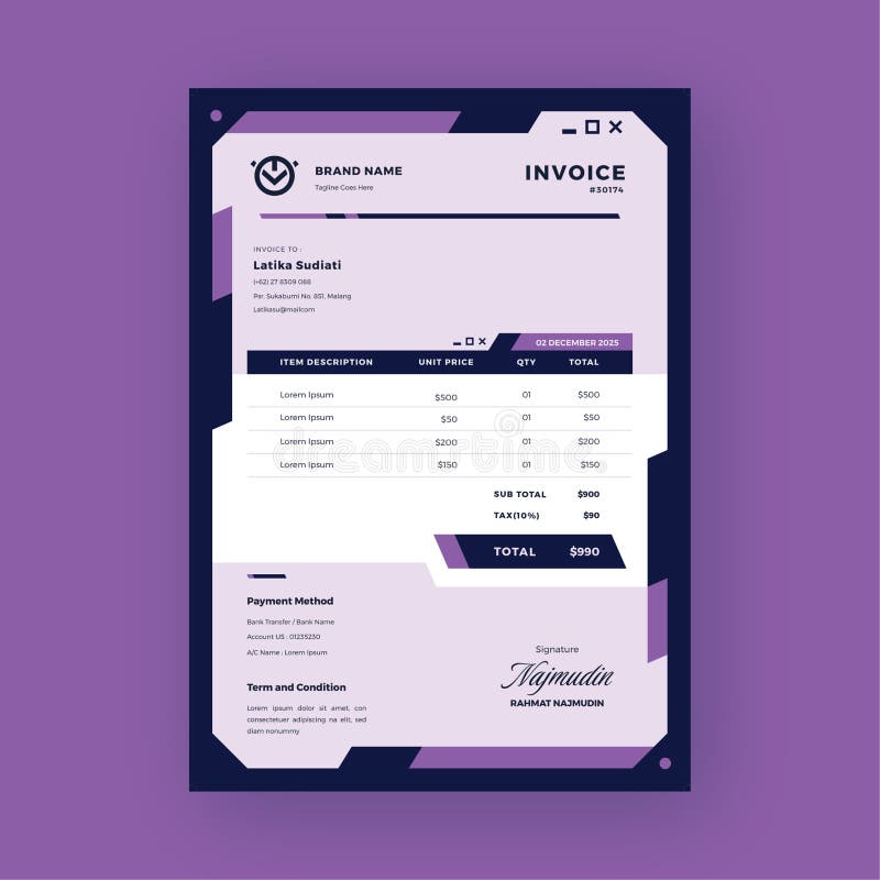 Sharp Modern Gamer Game Esport Invoice Bill Business A4 Print Template ...