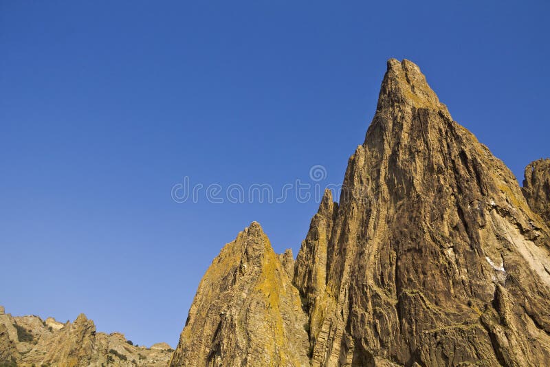 Sharp Mountain Peaks of the Ancient Volcano Stock Photo - Image of high ...