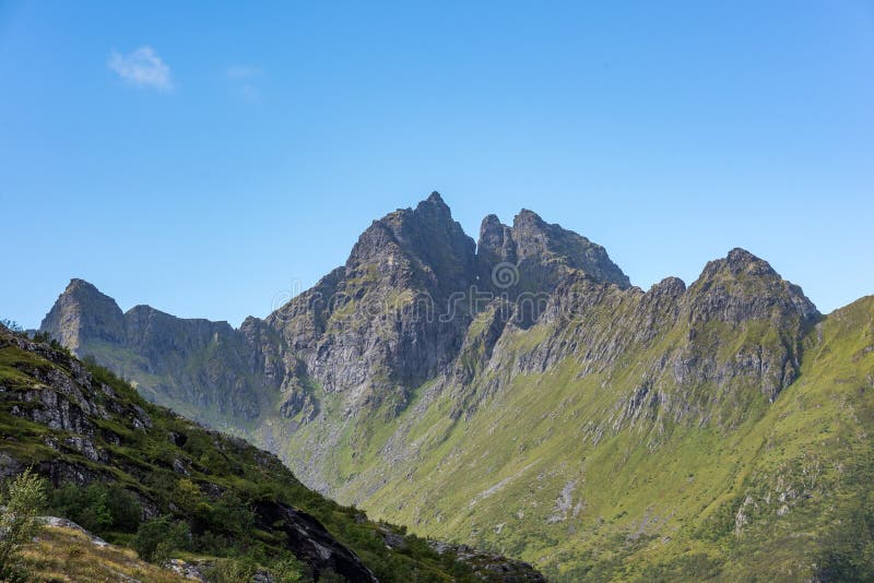 Sharp Mountain Peaks in Norway. Stock Photo - Image of countryside ...