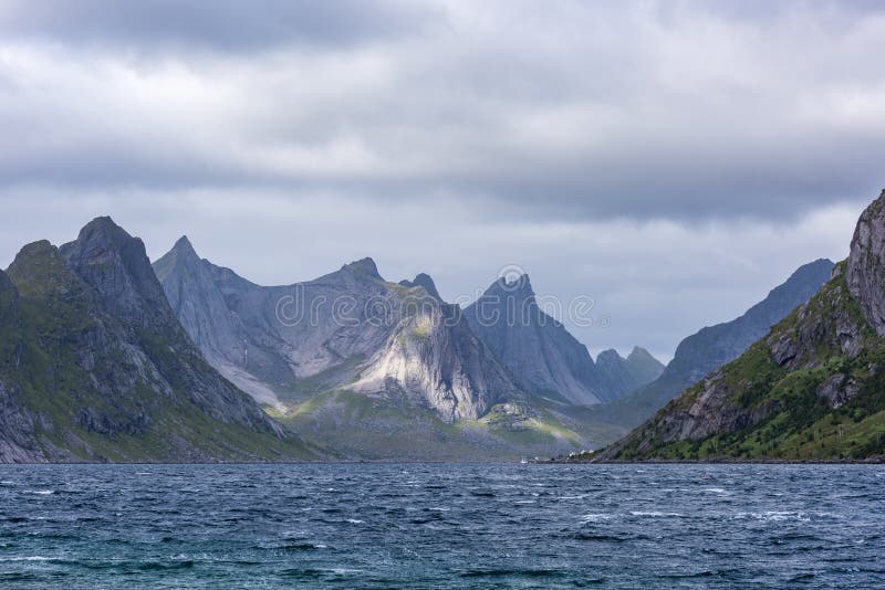Sharp Mountain Peaks in Norway. Stock Photo - Image of county ...