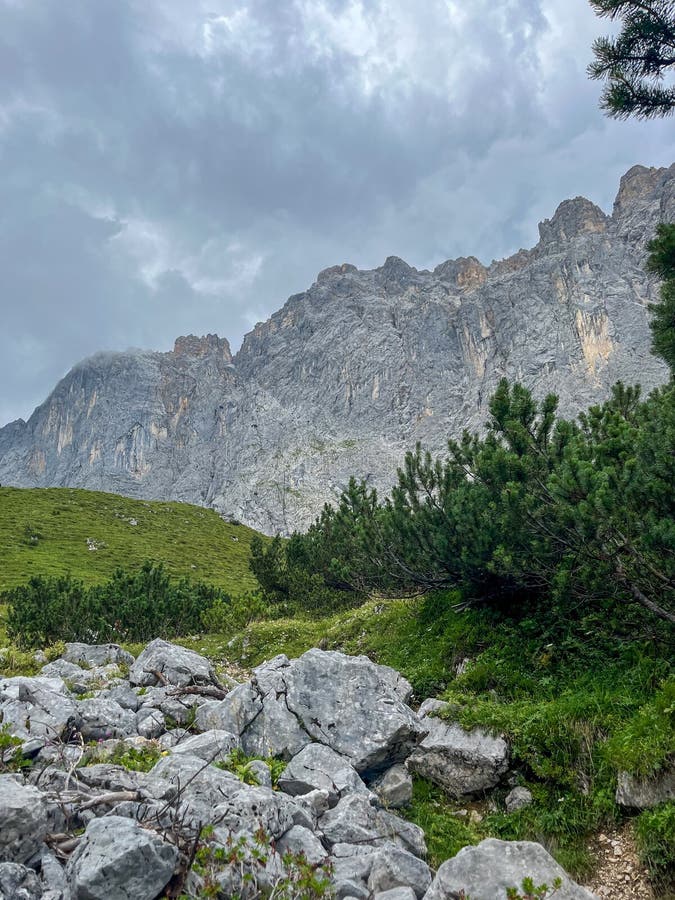 Sharp Mountain Ridges and Green Slopes Stock Photo - Image of rising ...