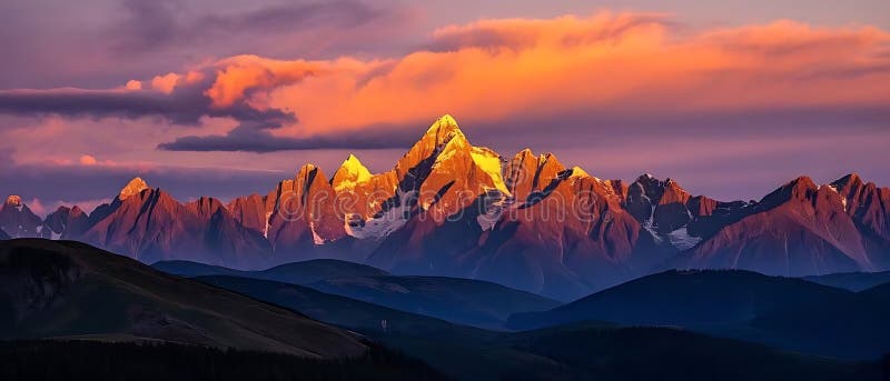 Sharp Mountain Ridges Under Sunset Sky Stock Photo - Image of terrain ...