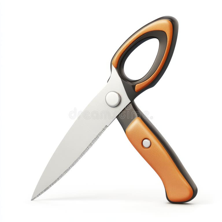 Sharp Orange-Handled Scissors Isolated on White Background Stock ...