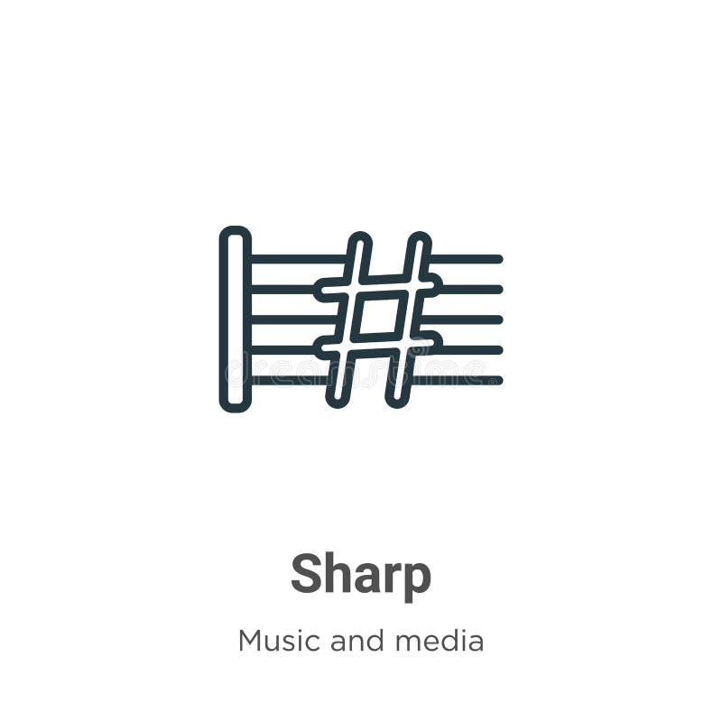 Sharp music note cut line stock illustration. Illustration of clef ...