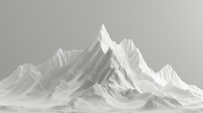 Sharp-peaked 3D-rendered Mountain in Abstract White Design Stock ...