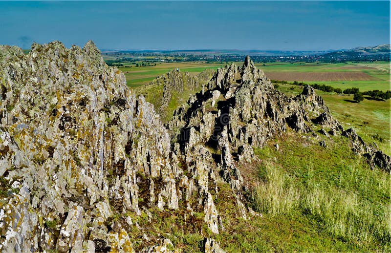 Sharp Peaks of Mountains and Plains Stock Image - Image of trees ...