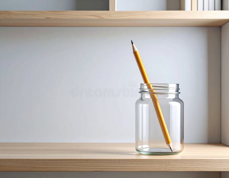 A Sharp Pencil Standing Vertically Inside a Minimalist Glass Jar Staged ...