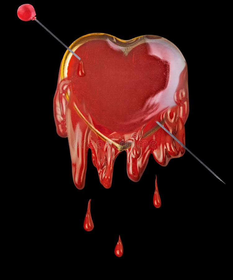 Sharp Pin in Bleeding Heart Isolated on Black Stock Image - Image of ...