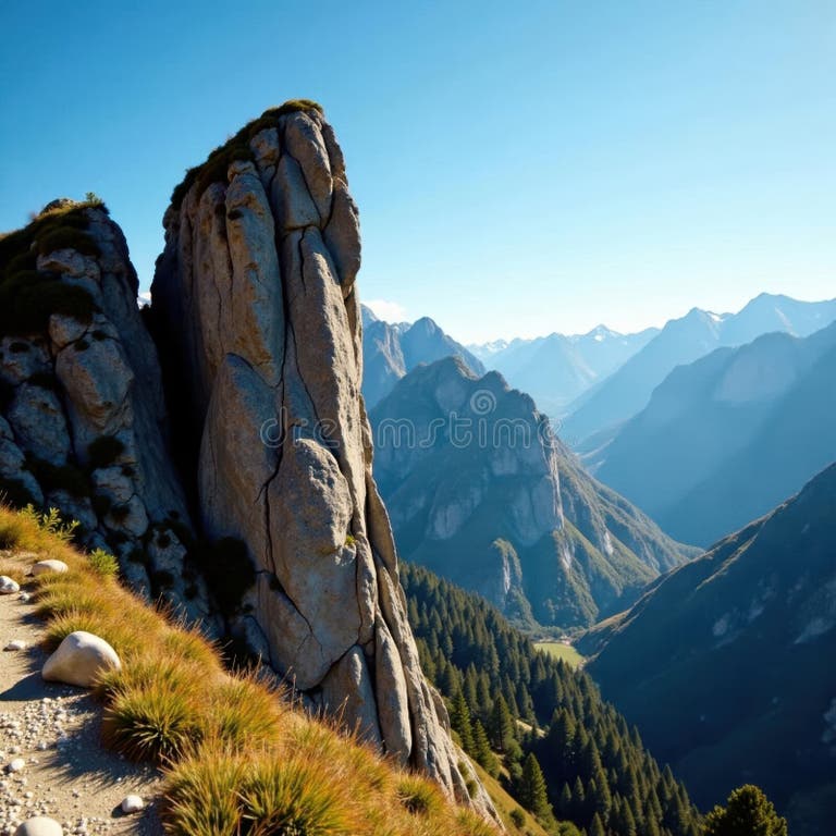 Sharp Pinnacles of Rock Jut from Mountainside , Mountain Scene, Stone ...