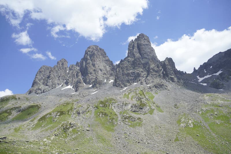 Sharp pointed mountains stock photo. Image of wilderness - 253052114