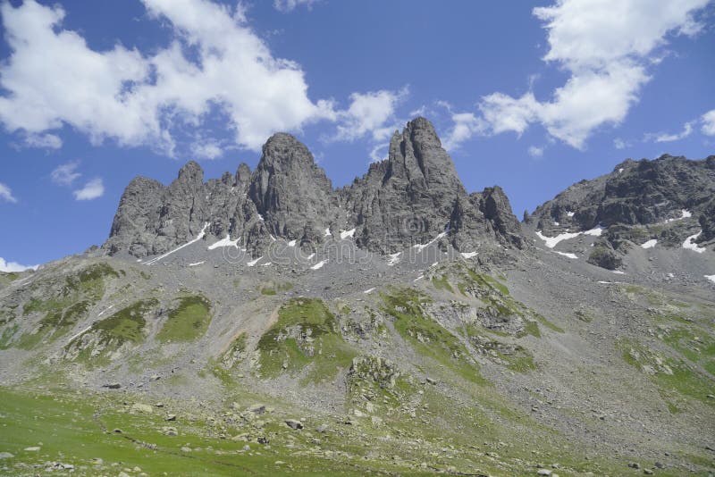 Sharp pointed mountains stock image. Image of hiking - 253052311