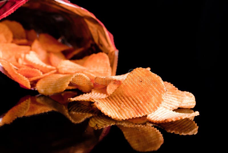Sharp Potato Chips Poured Out of the Pack Stock Image - Image of ...