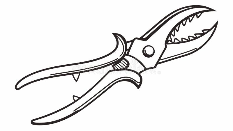 Sharp Pruning Shears or Garden Clippers Tool Outline Drawing, Vector ...
