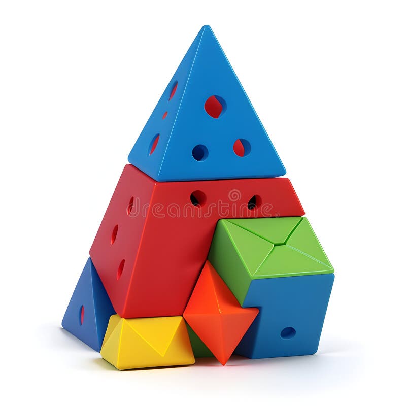 A Sharp Pyramid Made of Plastic. Multicoloured Geometric Figures. the ...
