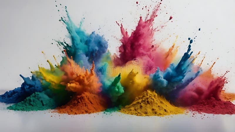Sharp Rainbow Color Powder Splashes on Grey Background Stock Photo ...