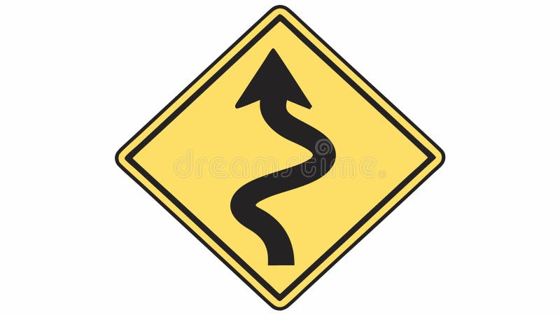 Sharp Right and Left Curve Warning Road Sign with Arrow, Vector Design ...